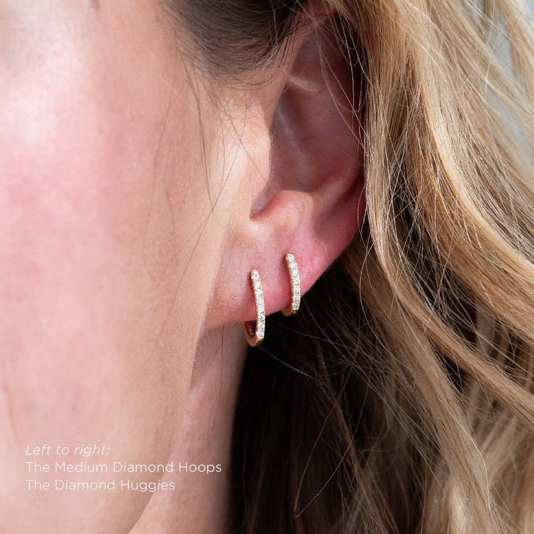 The Medium Diamond Hoops – Yearly Co.